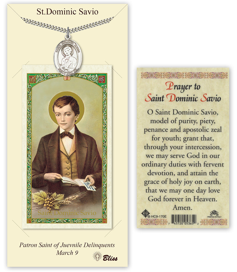 Saint Dominic Savio Medal & Chain | Prayer Card – CatholicShop.com