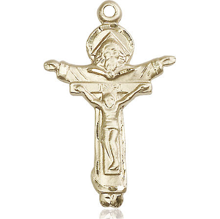 14kt Gold Trinity Crucifix Medal Large Catholic Jewelry – CatholicShop.com