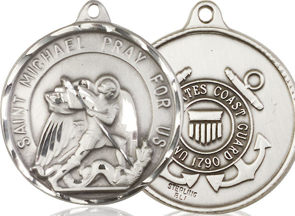 Sterling Silver Saint Michael Coast Guard Medal Large Catholic Jewelry ...