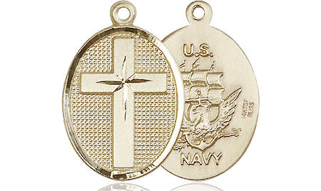 14kt Gold Filled Cross Navy Medal Medium Religious Jewelry ...