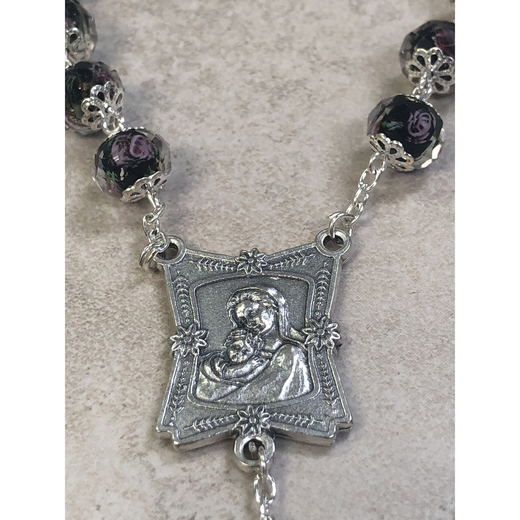 Black Crystal Rose Bead Rosary | Catholic Shop – CatholicShop.com