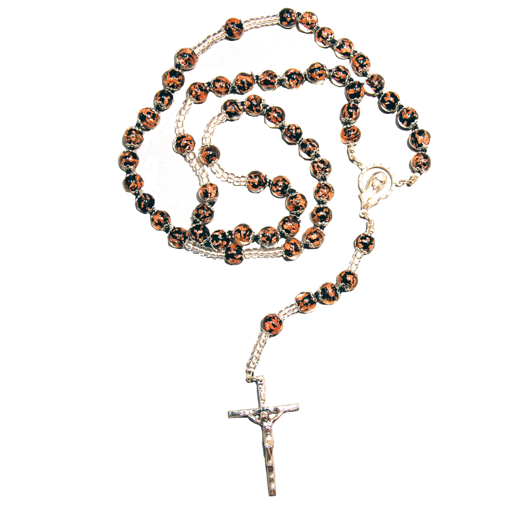 Black Swirl Murano Rosary with Sommerso Beads | Catholic Shop ...
