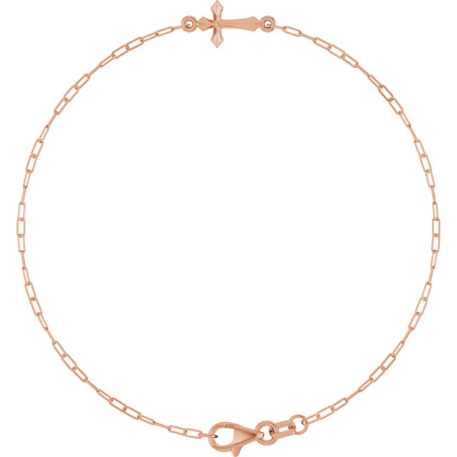 14K Rose Sideways Cross 7" Bracelet – CatholicShop.com