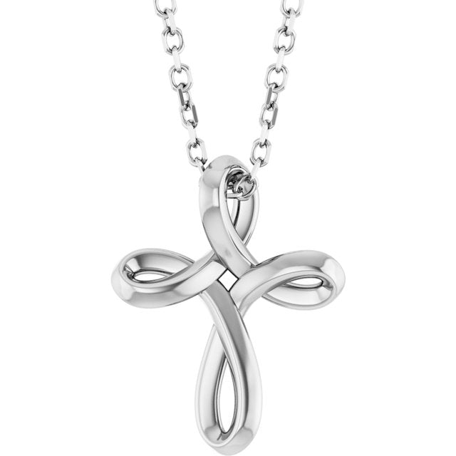 Platinum Freeform Cross 16-18" Necklace – CatholicShop.com