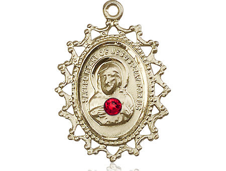 14kt Gold Scapular with Ruby Stone Medal – CatholicShop.com
