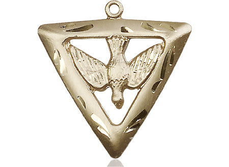 14kt Gold Holy Spirit Triangle Medal Large Catholic Jewelry ...