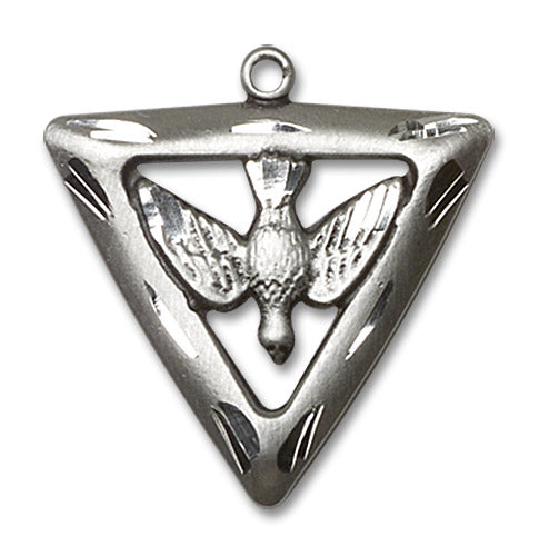 Sterling Silver Holy Spirit Triangle Medal Large Catholic Jewelry ...
