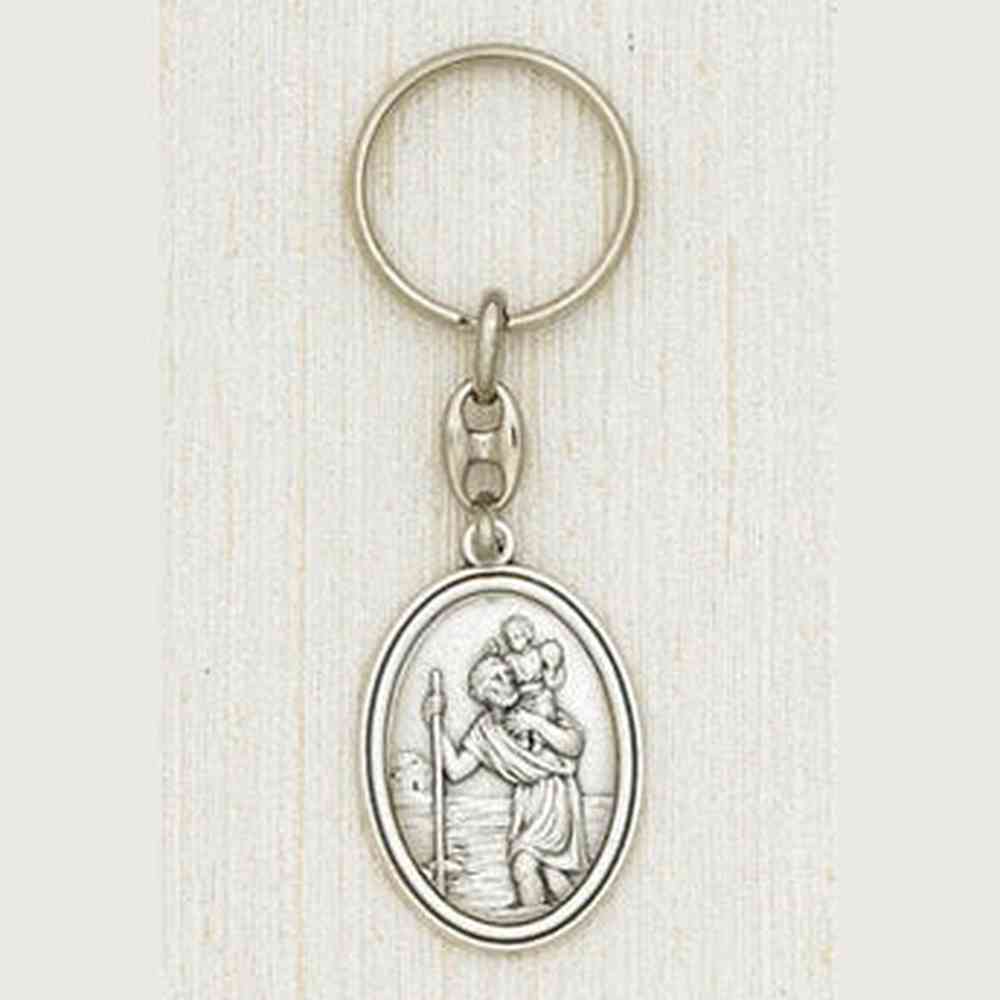Silver Key Ring with image of St Christopher Boxed at Catholic Shop ...