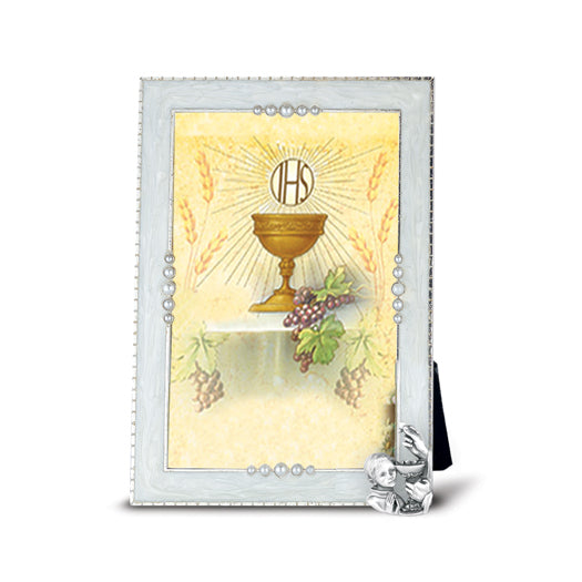 Communion Boy With Chalise On Pearlized Picture Frame – CatholicShop.com