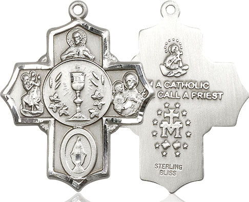 Sterling Silver 5-Way Medal Large Catholic Jewelry – CatholicShop.com
