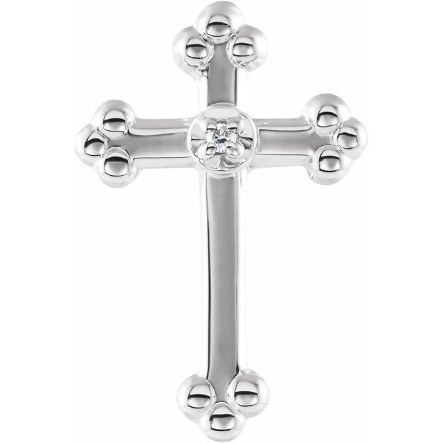 White Gold Cross Lapel Pin with Diamond – CatholicShop.com