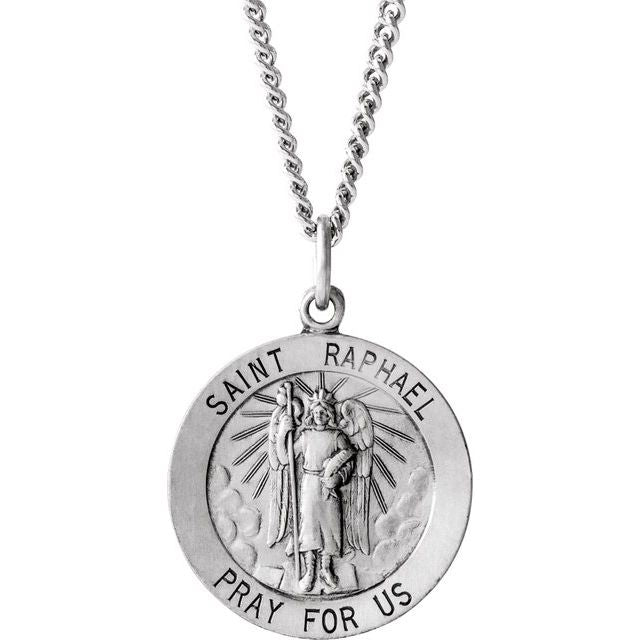 Sterling Silver Saint Raphael Pendant with Chain – CatholicShop.com