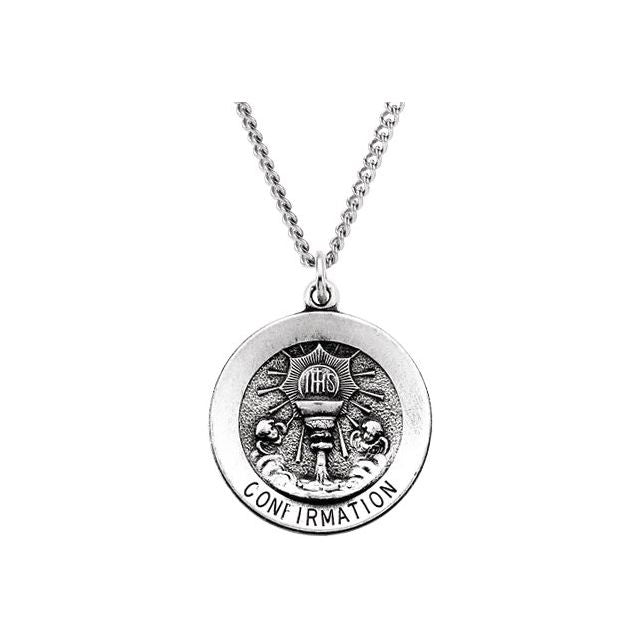 Sterling Silver Confirmation Cup Pendant Medal – CatholicShop.com