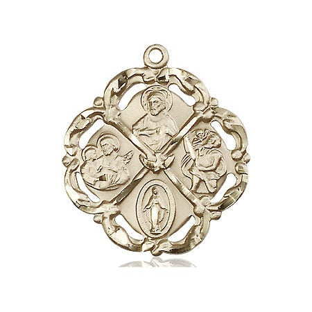 14kt Gold 5-Way Medal Large Catholic Jewelry – CatholicShop.com