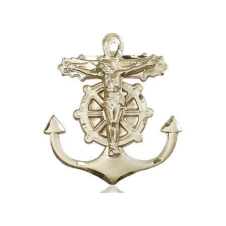 14kt Gold Anchor Crucifix Medal Large Catholic Jewelry – CatholicShop.com