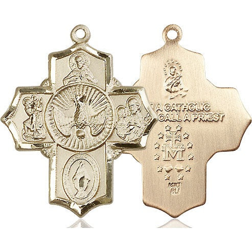 14kt Gold 5-Way Medal Large Catholic Jewelry – CatholicShop.com