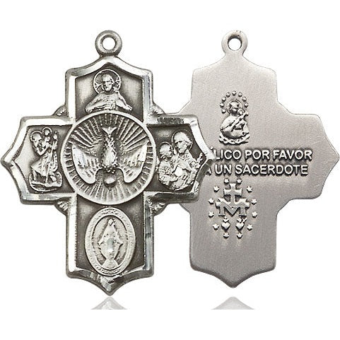 Sterling Silver 5-Way Medal Large Catholic Jewelry – CatholicShop.com