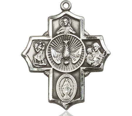 Sterling Silver 5-Way Medal Large Catholic Jewelry – CatholicShop.com