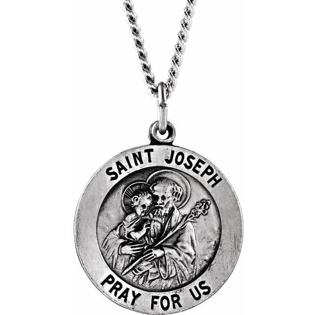 Sterling Silver Saint Joseph Pendant with Chain – CatholicShop.com