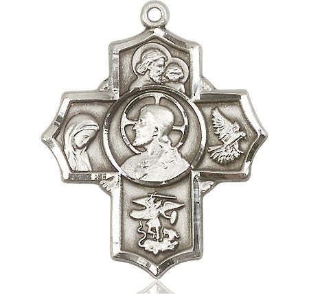 Sterling Silver Sacred Heart 5-Way Medal Large Catholic Jewelry ...