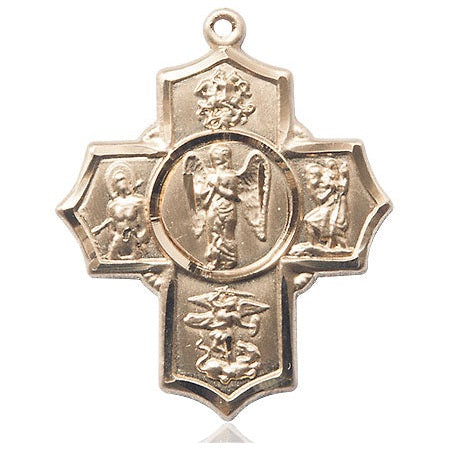 14kt Gold Filled Warrior 5-Way Medal Large Catholic Jewelry ...