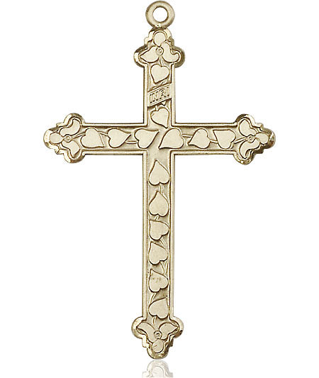 14kt Gold Heart Cross Medal | Large | Engravable – CatholicShop.com