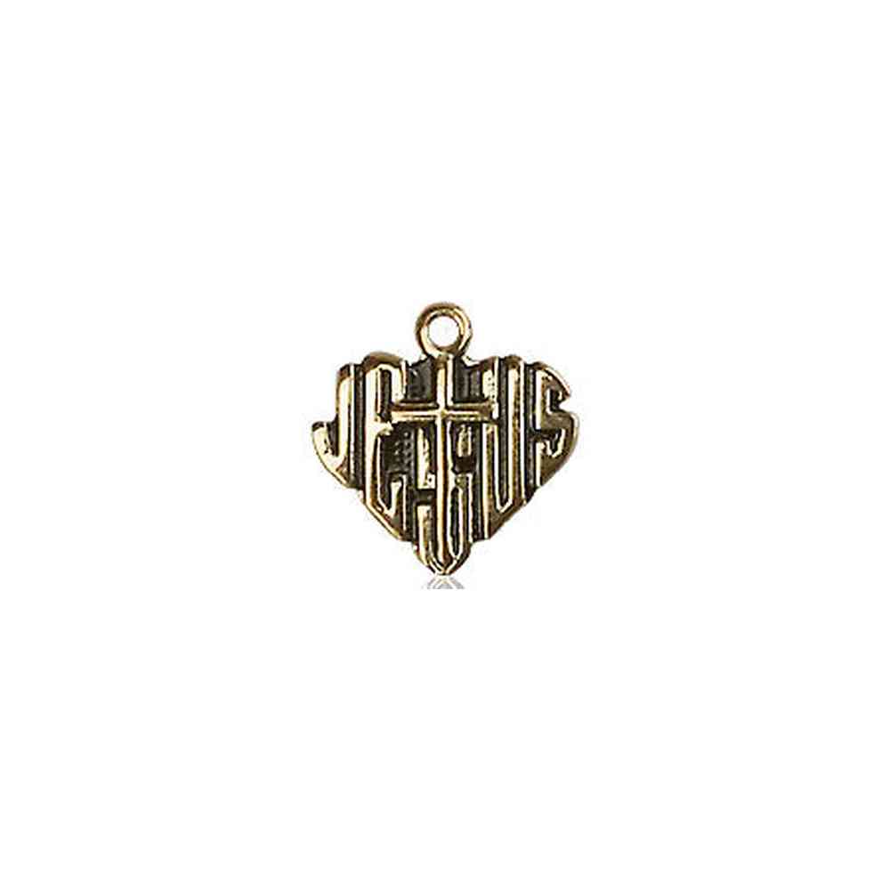 14kt Gold Heart of Jesus w/Cross Medal | Small – CatholicShop.com
