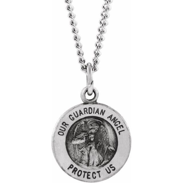 Sterling Silver Guardian Angel Medal with Chain at Catholic Shop ...