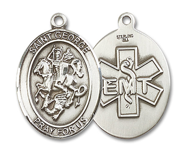 Sterling Silver St. George EMT Medal | Large – CatholicShop.com