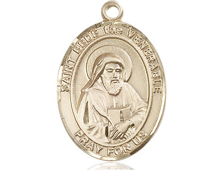 14kt Gold Saint Bede the Venerable Medal Large Catholic Jewelry and ...