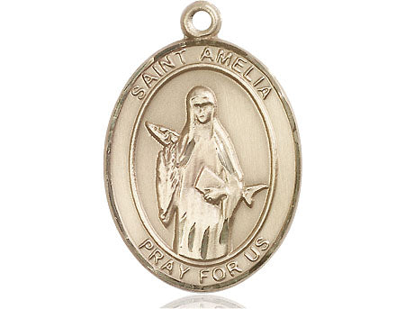 14kt Gold Saint Amelia Medal | Large | Engravable – CatholicShop.com