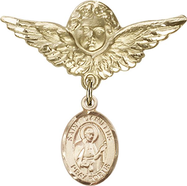 Saint Camillus 14kt Gold Baby Badge - Engravable – CatholicShop.com