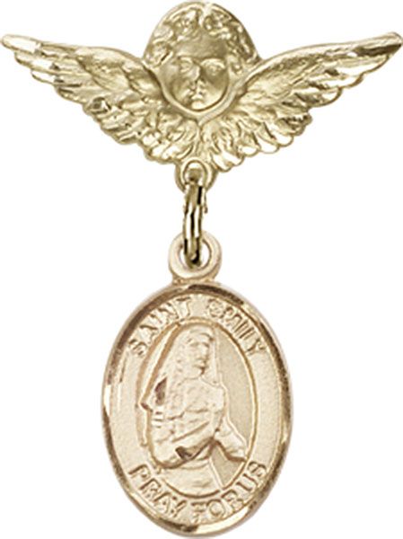 14kt Gold Small Angel w/Wings St. Emily de Vialar Baby Badge ...