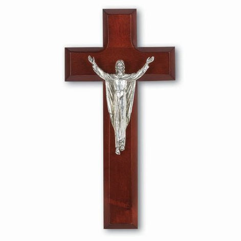 8" Dark Cherry Cross with Silver Corpus – CatholicShop.com
