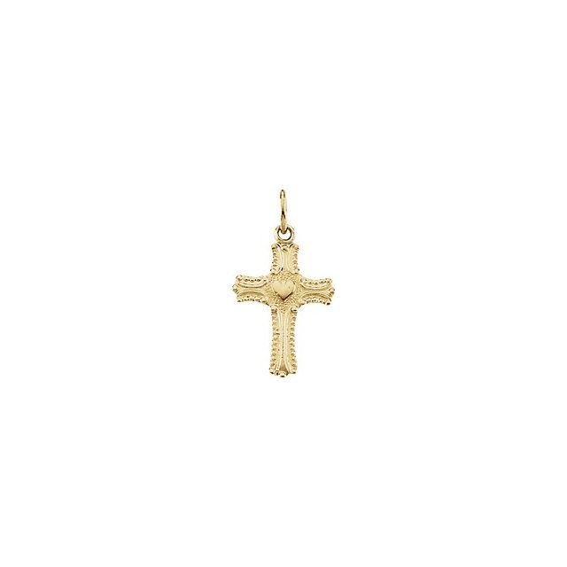 14K Gold Child's Cross Pendant with Heart at Catholic Shop ...