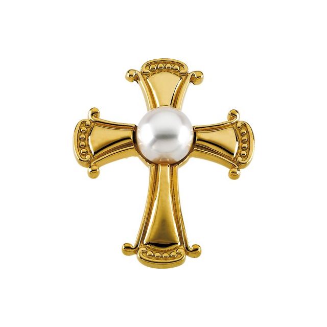 14K Gold Pearl Cross at Catholic Shop – CatholicShop.com