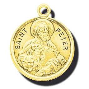 14K Gold Round Saint Peter Medal - 7/8 Inch – CatholicShop.com