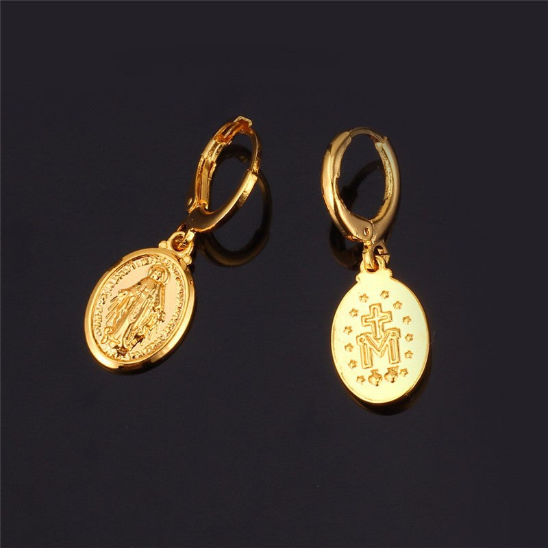 18K Gold-Plated Miraculous Medal Earrings Set – CatholicShop.com