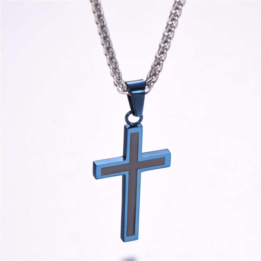 Stainless Steel Apostle Cross - Blue Ion-Plated – CatholicShop.com