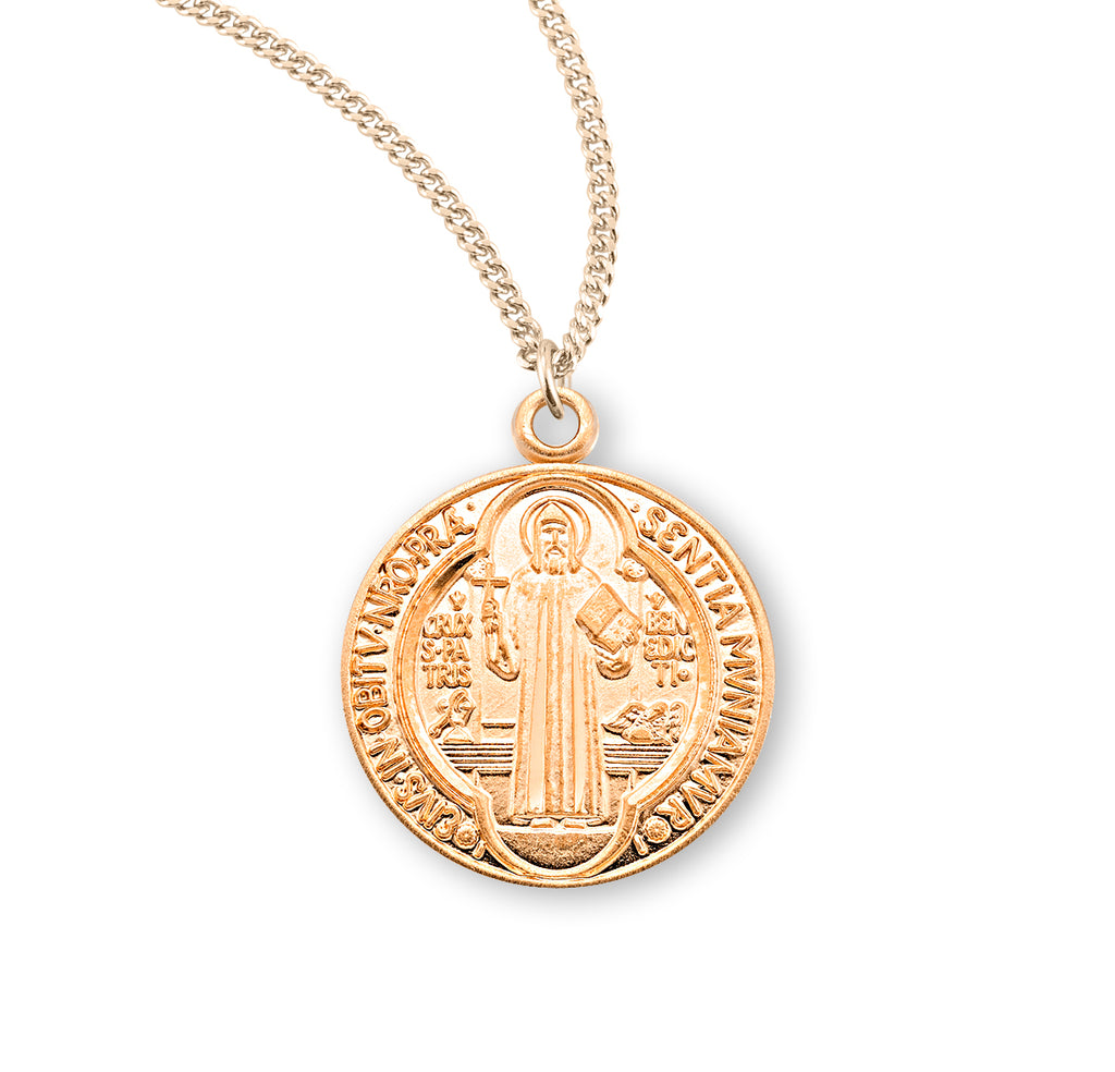 3/4 Gold Over Sterling Silver Saint Benedict Medal with 18 Chain ...