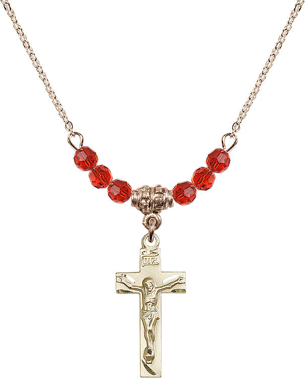 Ruby Crystal Crucifix Necklace | CatholicShop.com