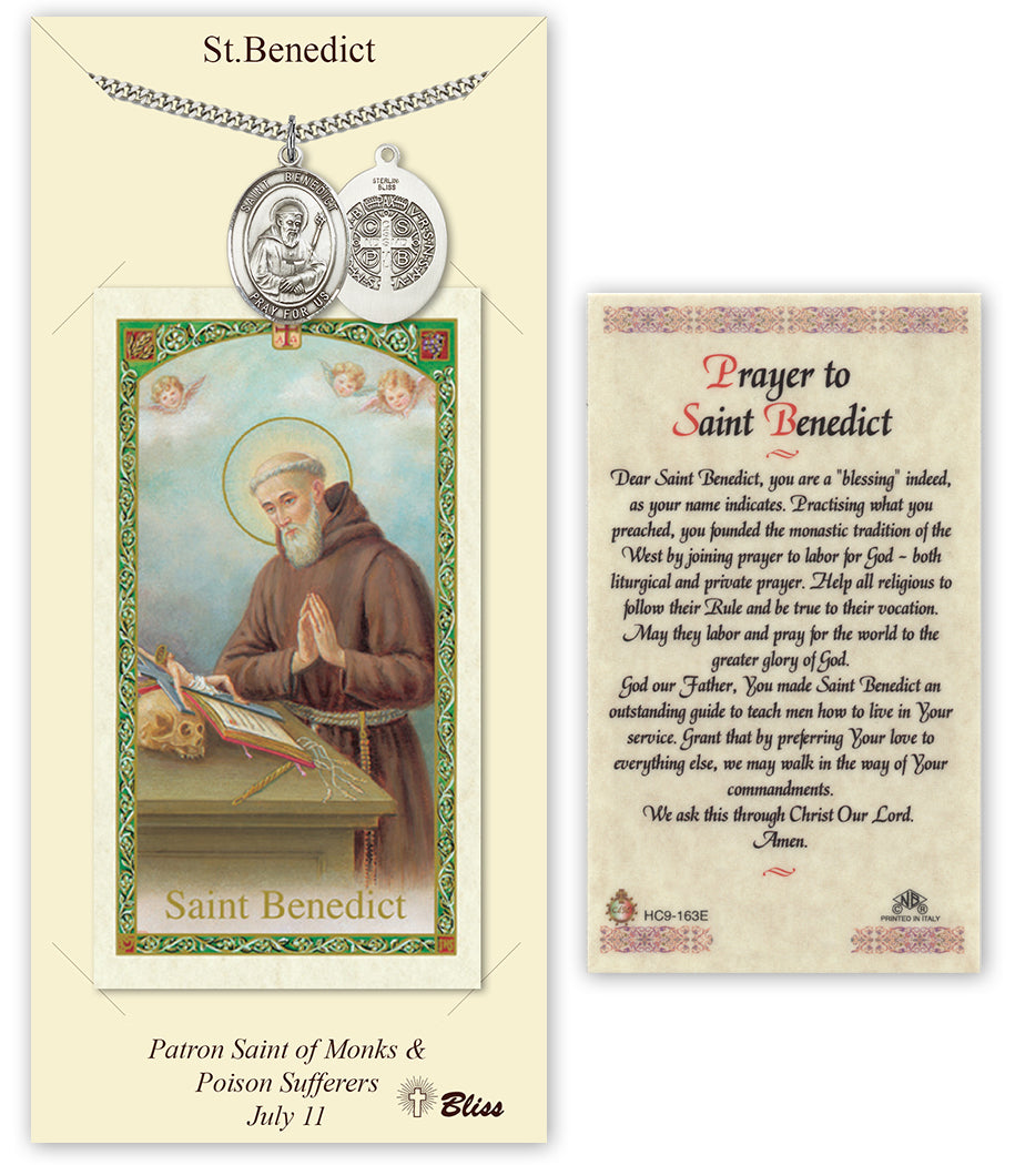 Saint Benedict Medal Necklace with Prayer Card – CatholicShop.com