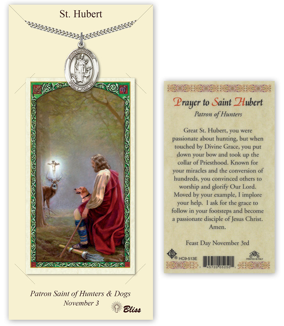 Saint Hubert Medal 24" Chain & Prayer Card – CatholicShop.com