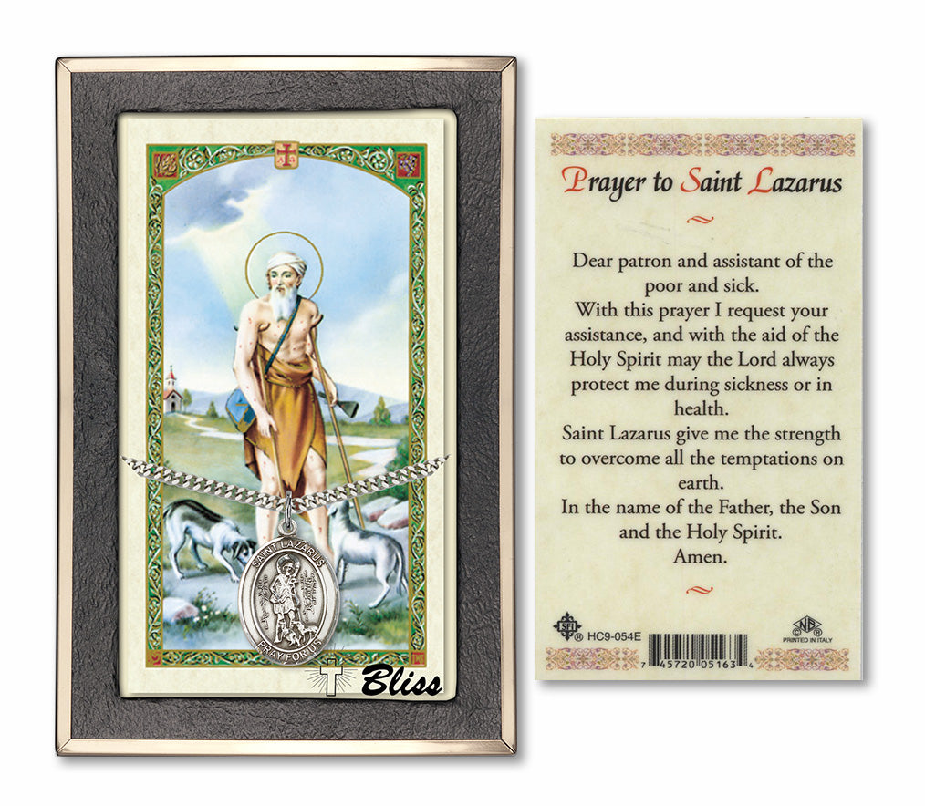 Saint Lazarus Medal with 24" Chain & Prayer Card – CatholicShop.com