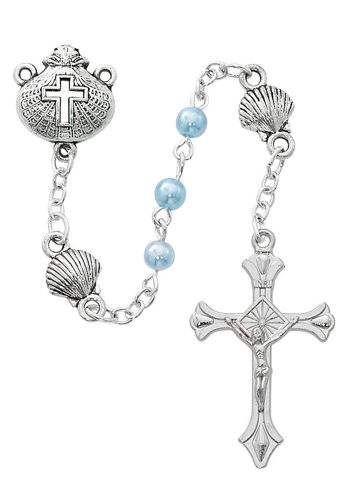Blue Pearl Shell Baby Rosary Box – CatholicShop.com