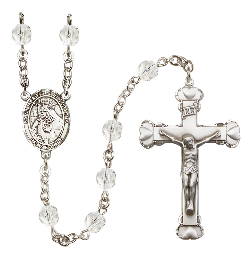 Silver-Plated 6mm Saint Margaret of Cortona Rosary and Engraved ...