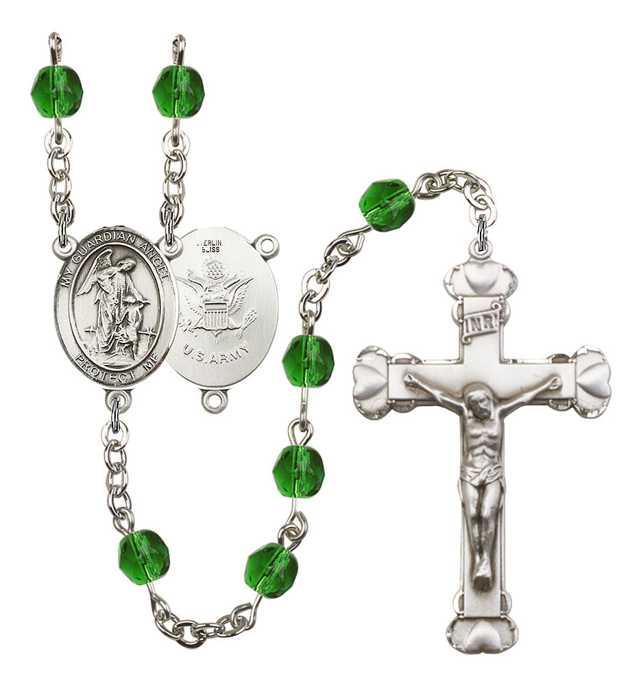 Guardian Angel and Army Rosary with Emerald Beads – CatholicShop.com