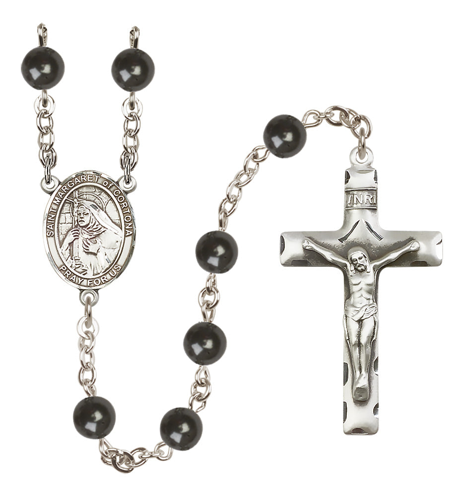 Silver-Plated 7mm Saint Margaret of Cortona Rosary and Engraved ...