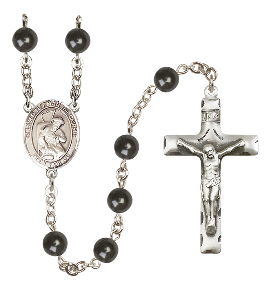 Silver-Plated 7mm Blessed Herman the Cripple Rosary and Engraved ...