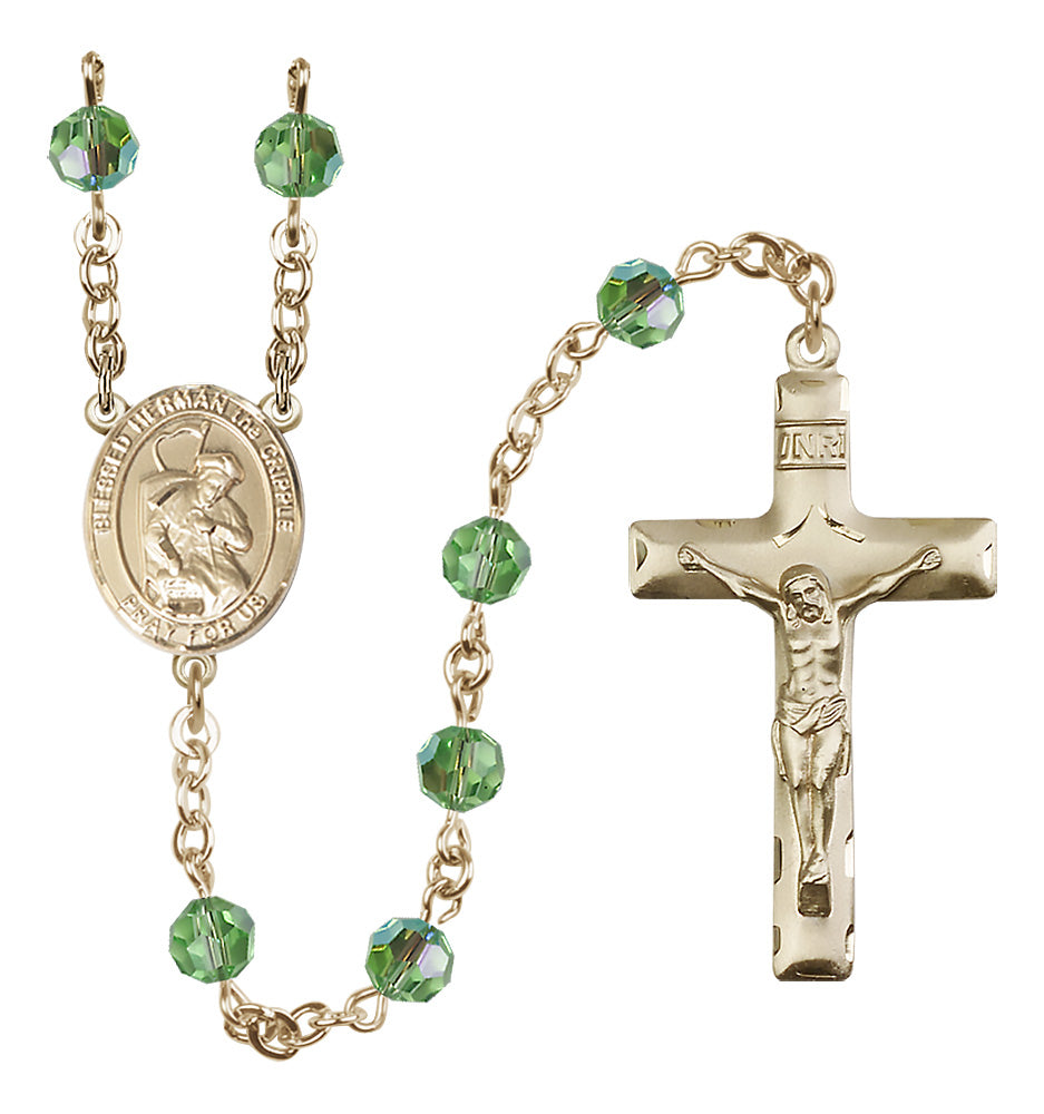 Blessed Herman Rosary | Peridot Crystal Gold – CatholicShop.com